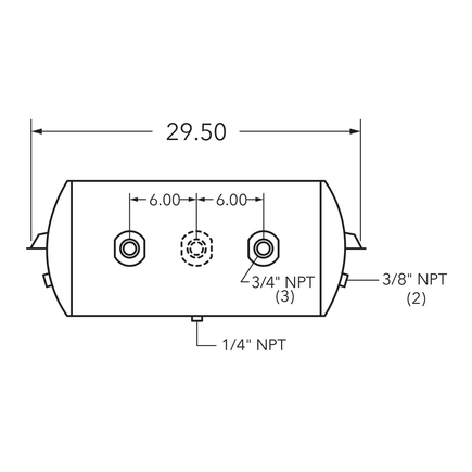 Tramec Sloan 461022 Air Tank, 12 Diameter, 3/4 (3) Main Port, 3/8 End ...